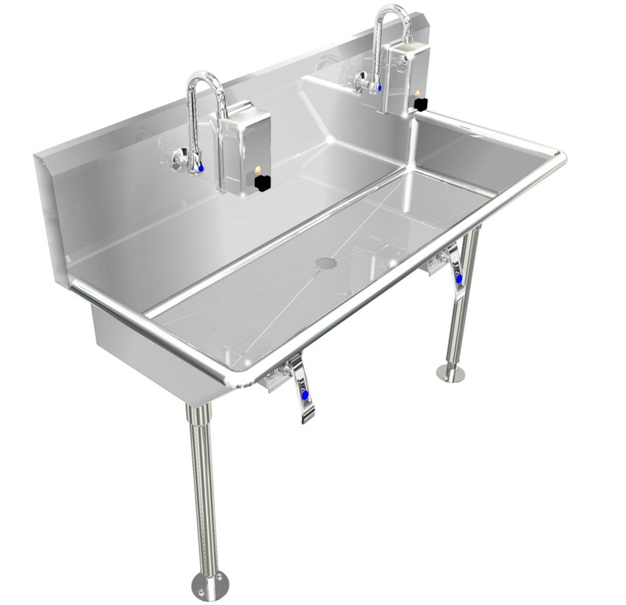 H.D. 14 GA Multi-Station Wash up Sinks, 42" | 021K42208L | commercial ...
