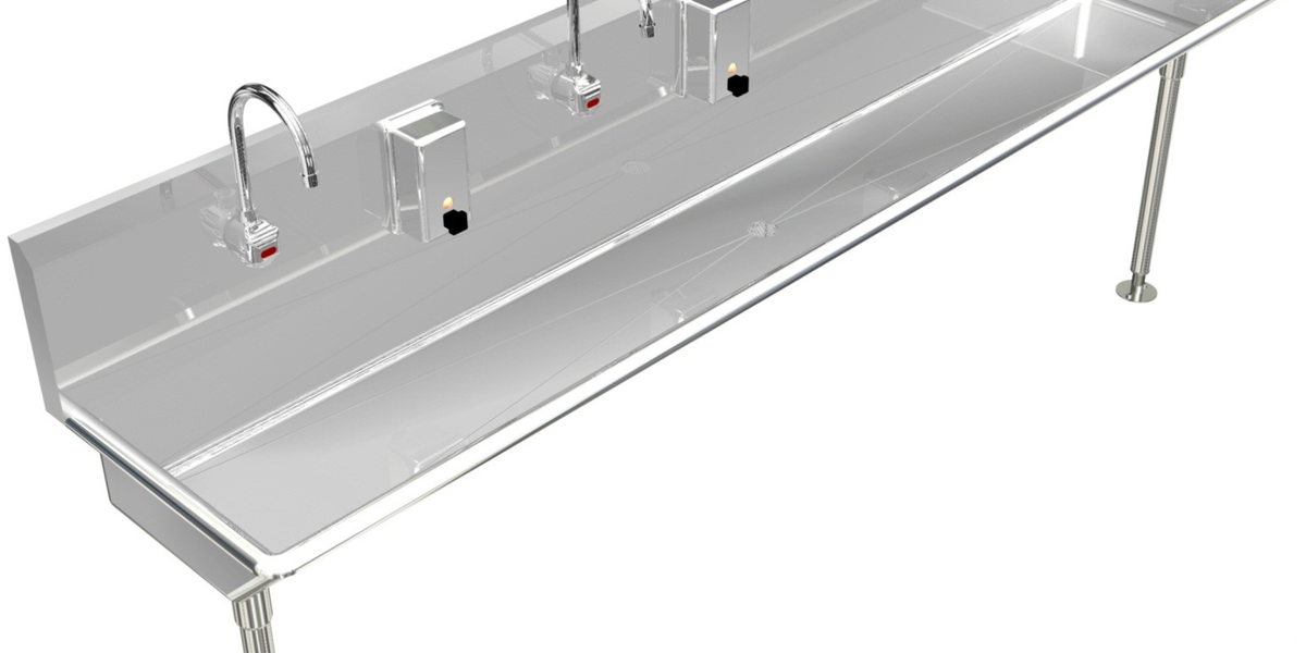 H.D. 14 GA Multi-Station Wash up Sink, 96" | 043E96208L | commercial ...