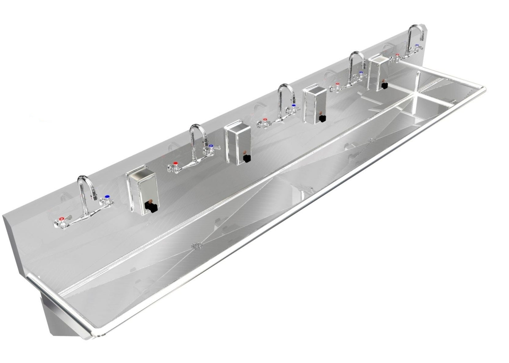 H.D. 14GA Multi-station Wash up Sink, 120" | 054M120208B2 | commercial ...