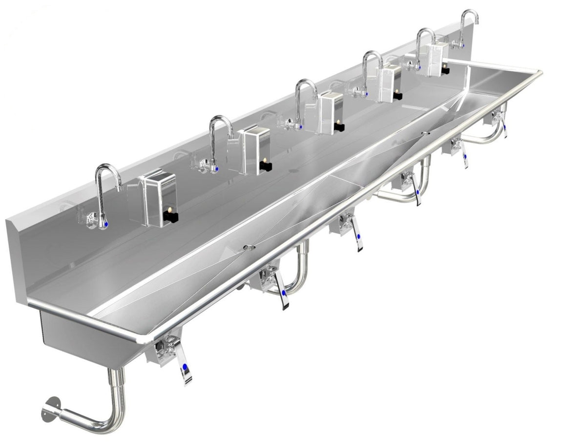 H.D. 14GA Multi-Station Wash up Sink, 132" | 065K132208R2 | commercial ...