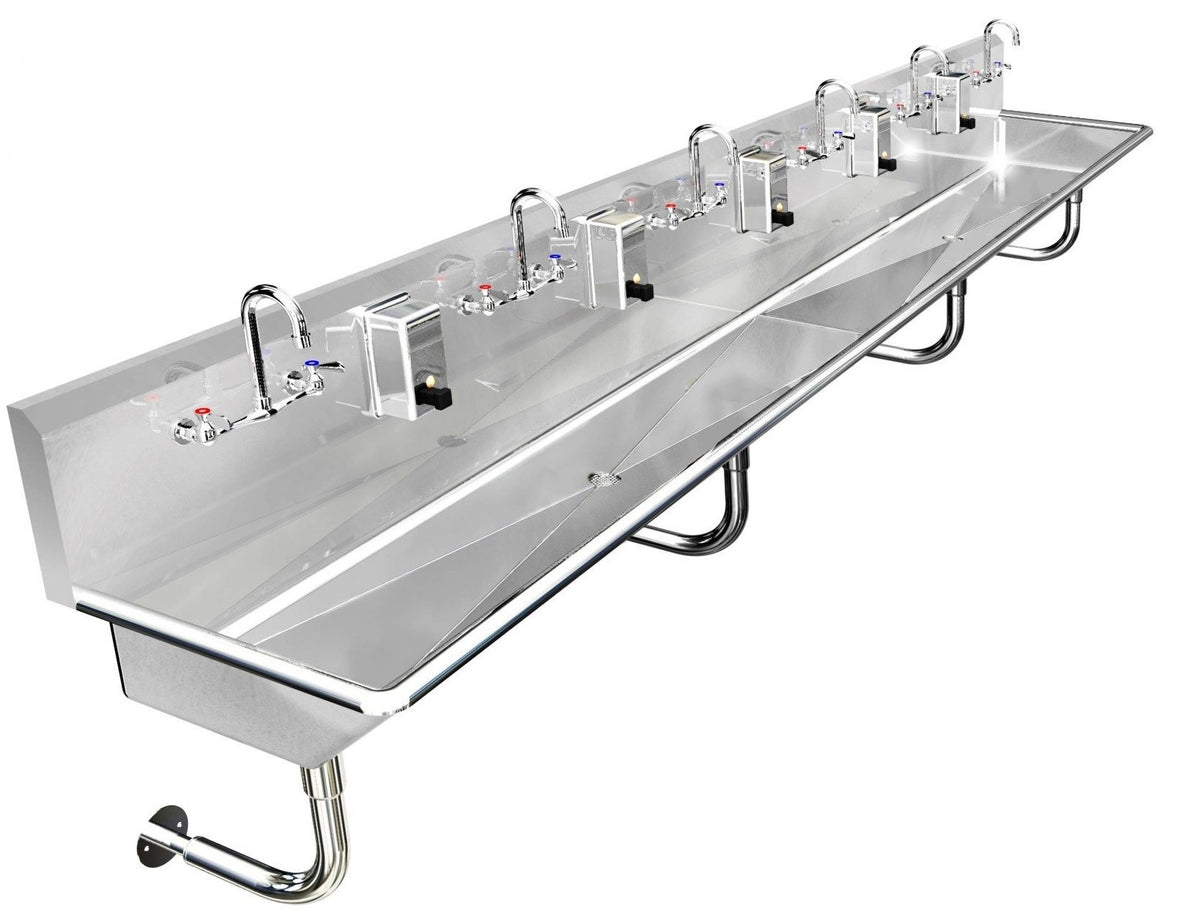 H.D. 14GA Multi-station Wash up Sink, 132" | 065M132208R2 | commercial ...