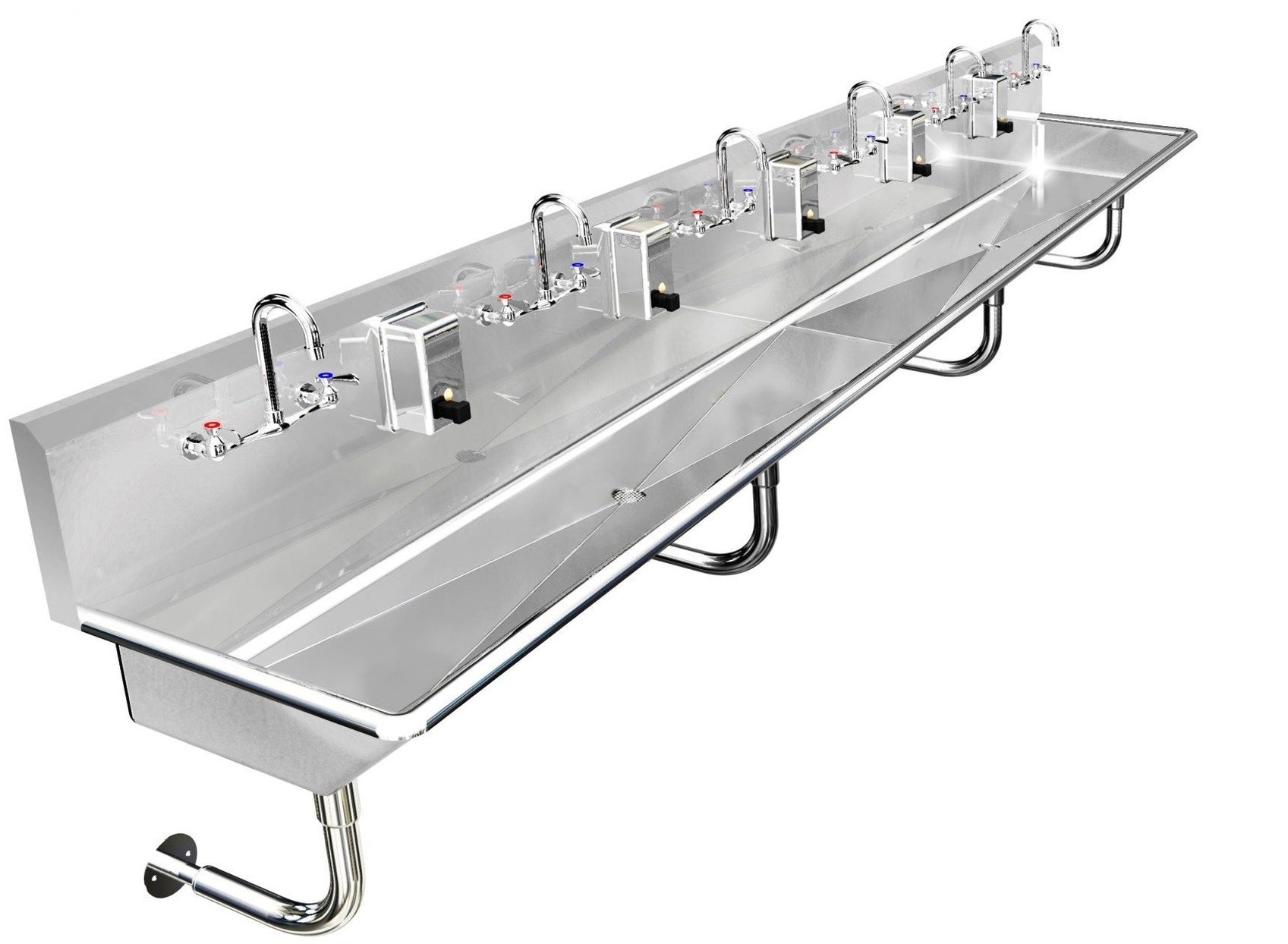 H.D. 14GA Multi-station Wash up Sink, 144" | 065M144208R2 | commercial ...