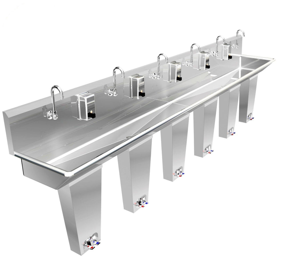 H.D. 14GA Multi-station Wash up Sink, 132" | 065M132208R2 | commercial ...