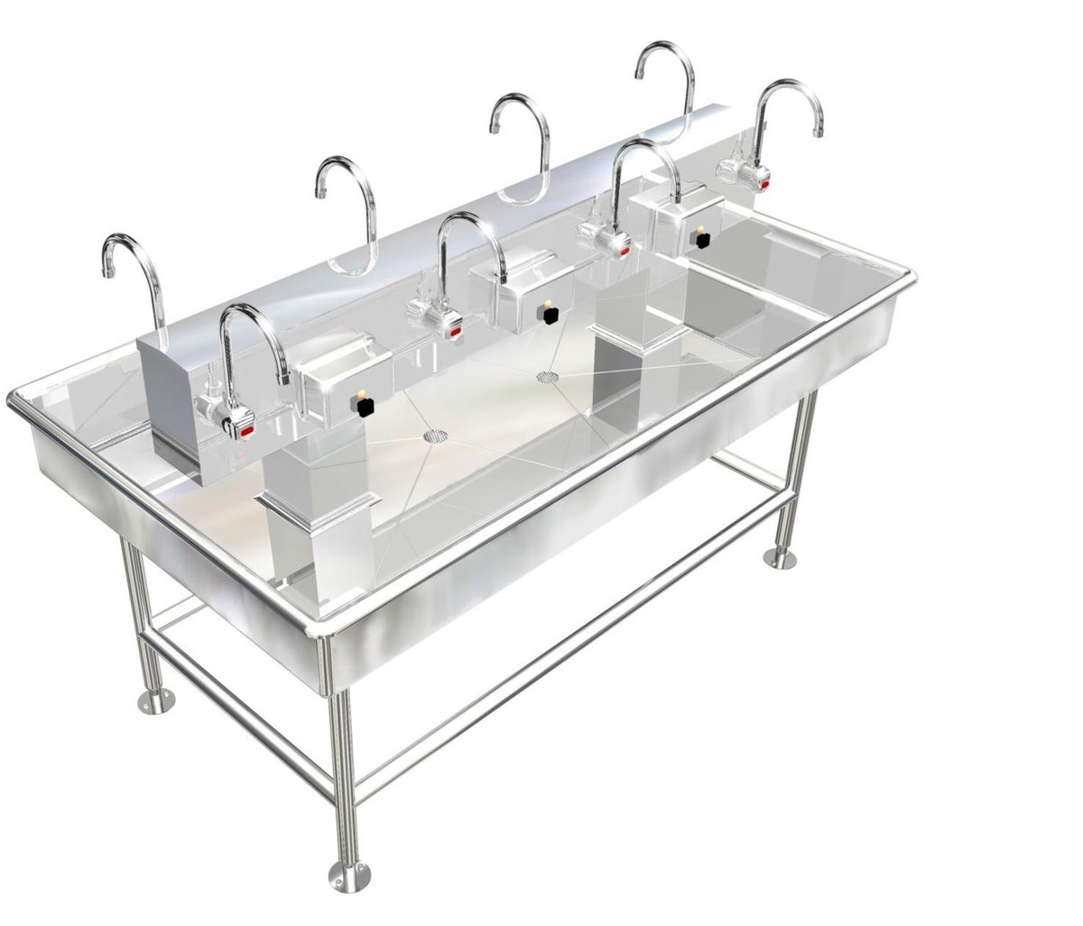 H.D. 14 GA Island 8 User Wash Up Sink 72" | 086E724008L | commercial ...