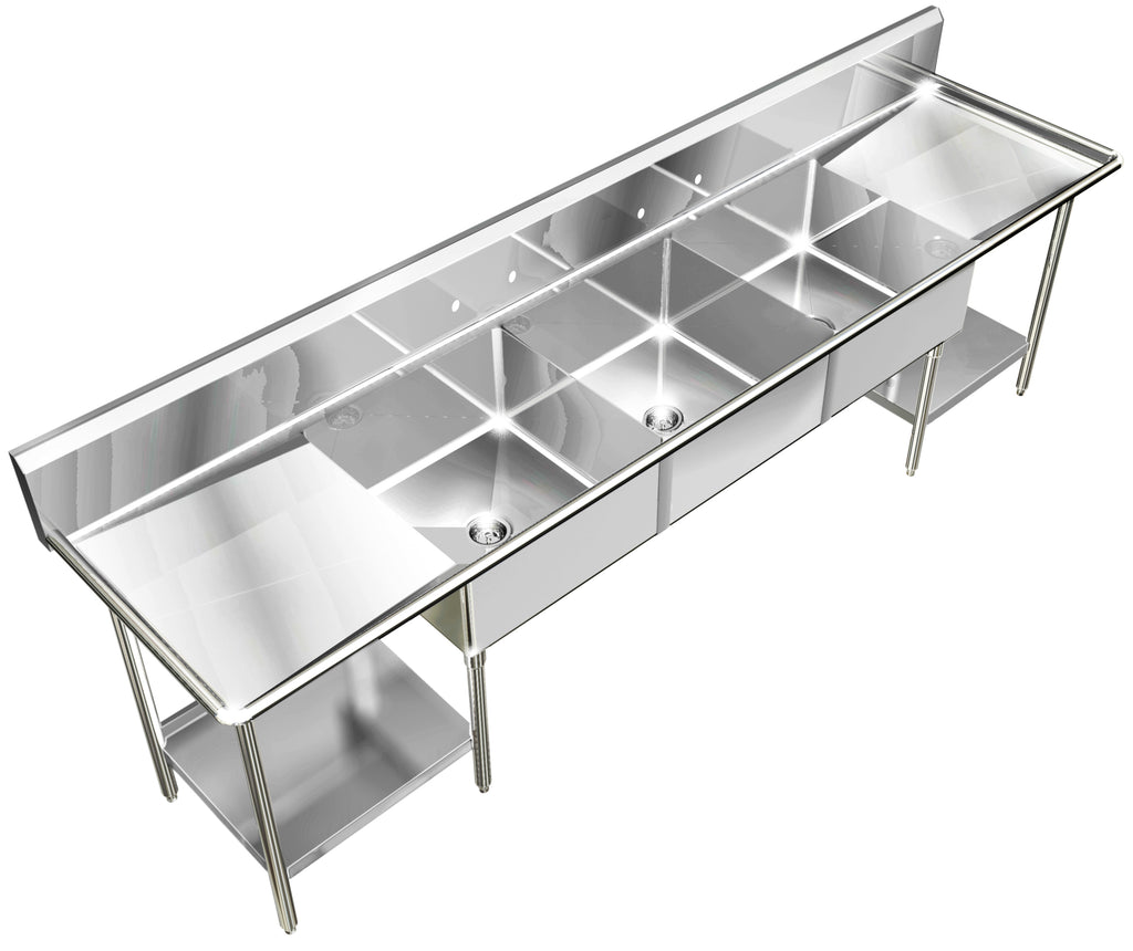 H.D. 14 GA 3 Compartment Restaurant Commercial Sink | S10630-182412-3B ...
