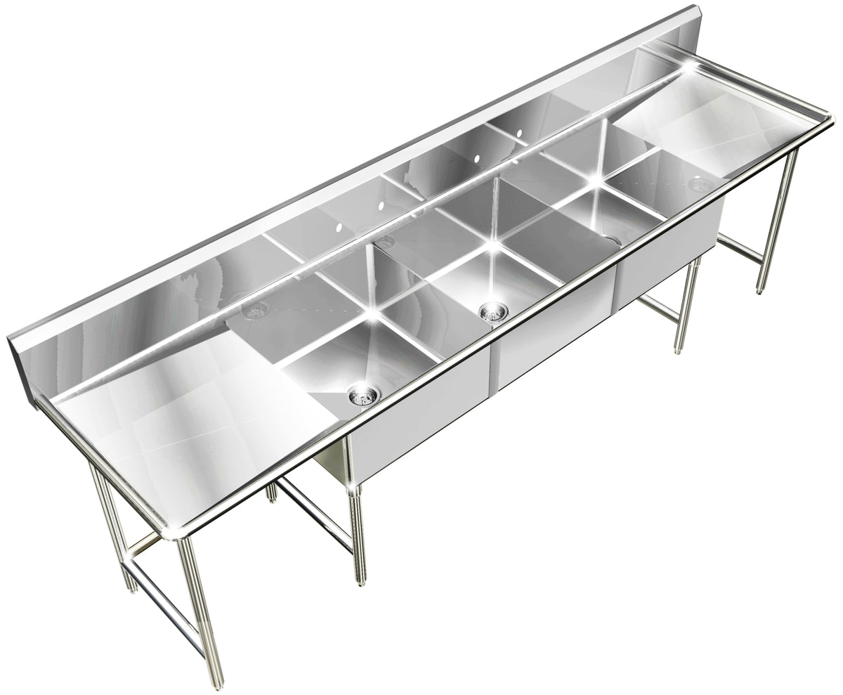 H.D. 14GA 3 Compartment Restaurant Commercial Sink 120-1/2"L ...
