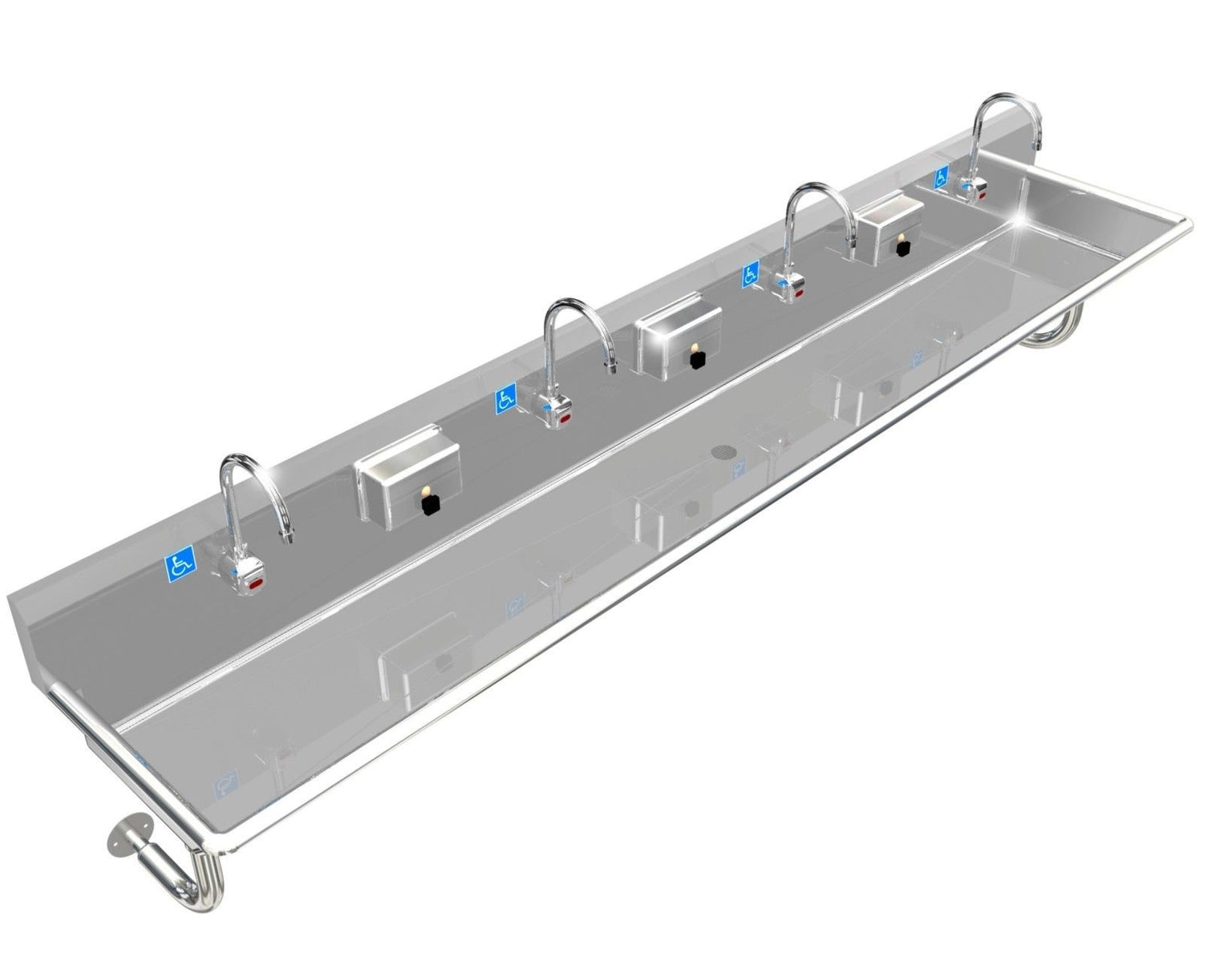 H.D. 14GA Multi-Station Wash up Sink, 108" | ADA-043E1082066B ...