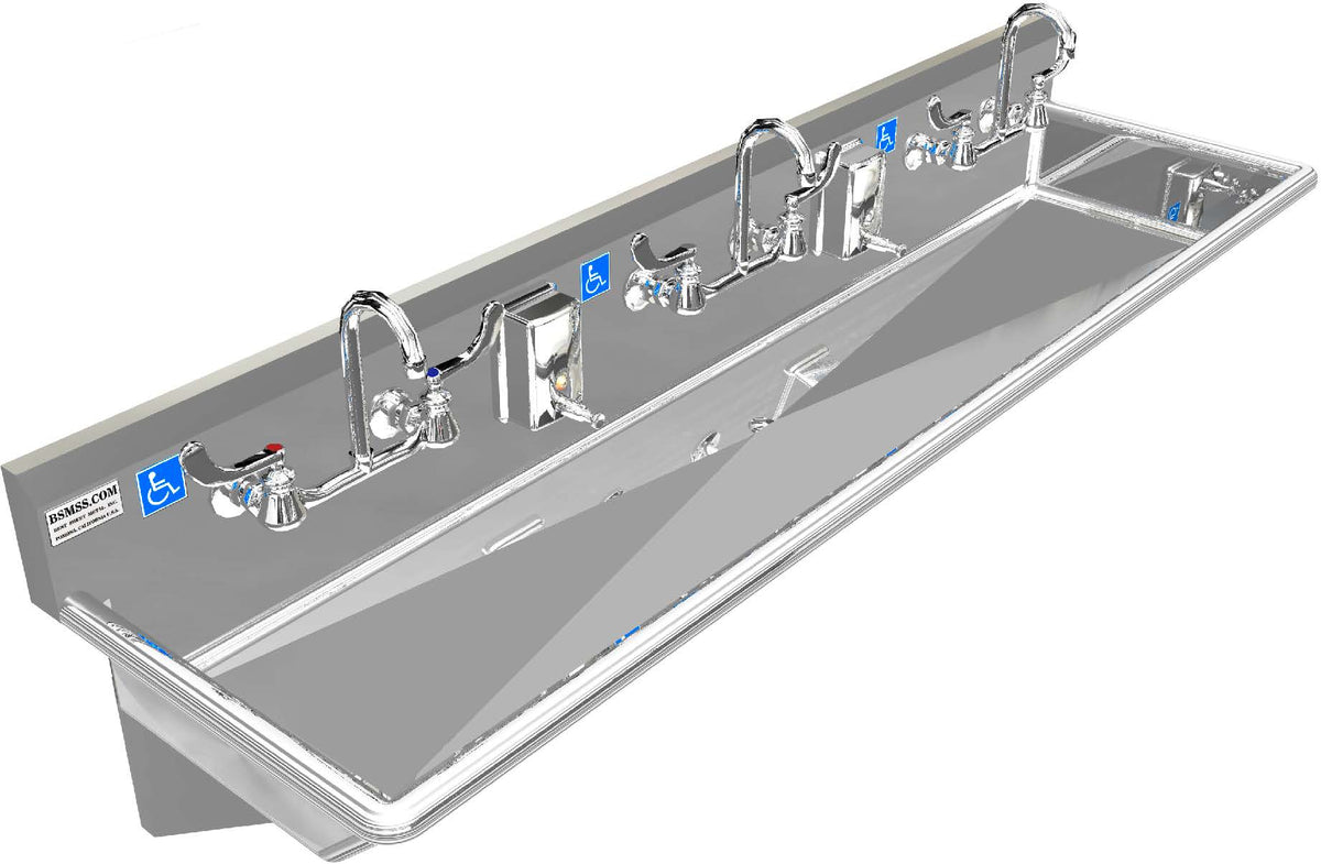 H.D. 14GA Multi-Station Wash up Sink with Chicago Manual Faucets, 72 ...