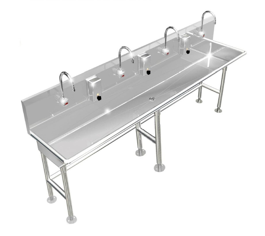 H.D. 14 GA Multi-Station Wash up Sink, 96" | 043E962083H | commercial ...