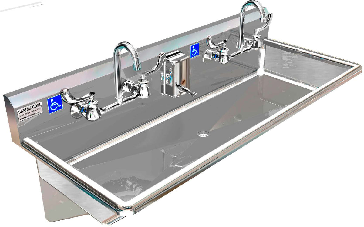 H.D. 14GA Multi-Station Wash up Sink with Chicago Manual Faucets, 48 ...