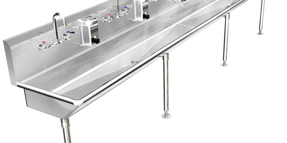 H.D. 14GA Multi-station Wash up Sink, 132" | 065M132208L2 | commercial ...
