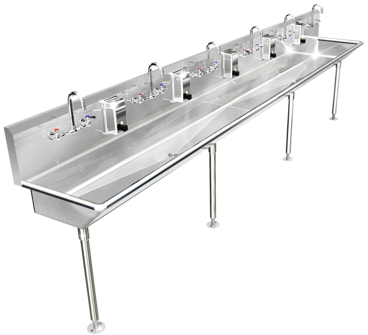 H.D. 14GA Multi-station Wash up Sink, 132" | 065M132208L2 | commercial ...