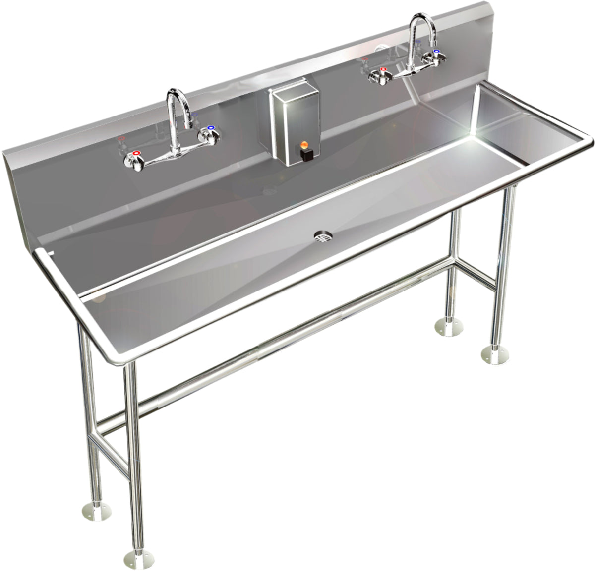 H.D. 14 GA Multi-Station Wash up Sink, 60" | 021M60208H | commercial ...