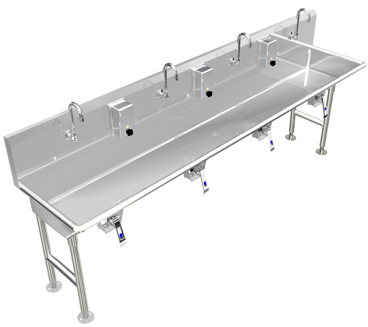 H.D. 14 GA Multi-Station Wash up Sink, 96" | 043E96208L | commercial ...